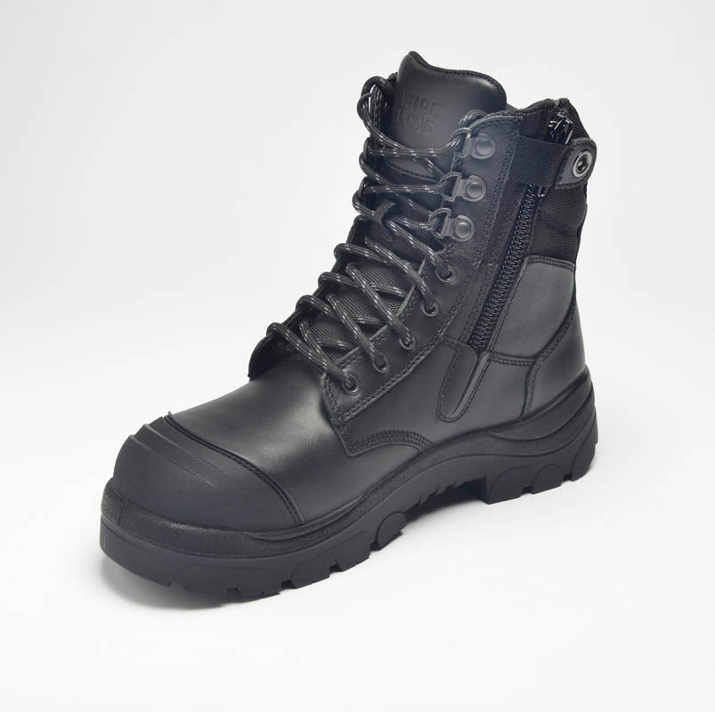 Wide Load 890BZ Black 8 Inch Steel Cap Zip Safety Boot – Cheap Boots